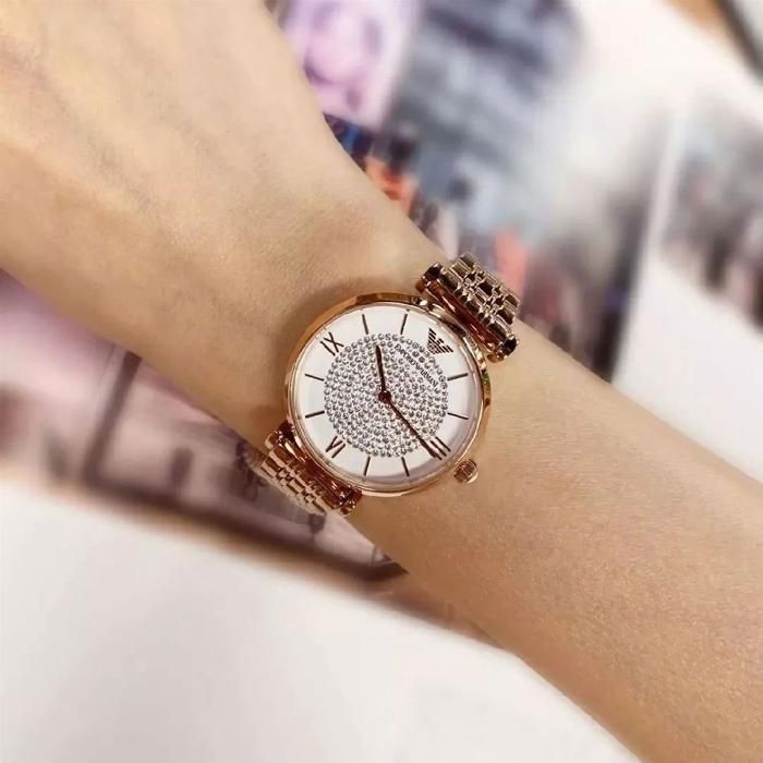 Emporio Armani Ladies Watch AR11244 Daimond Accent Dial Glitz Stainless Steel