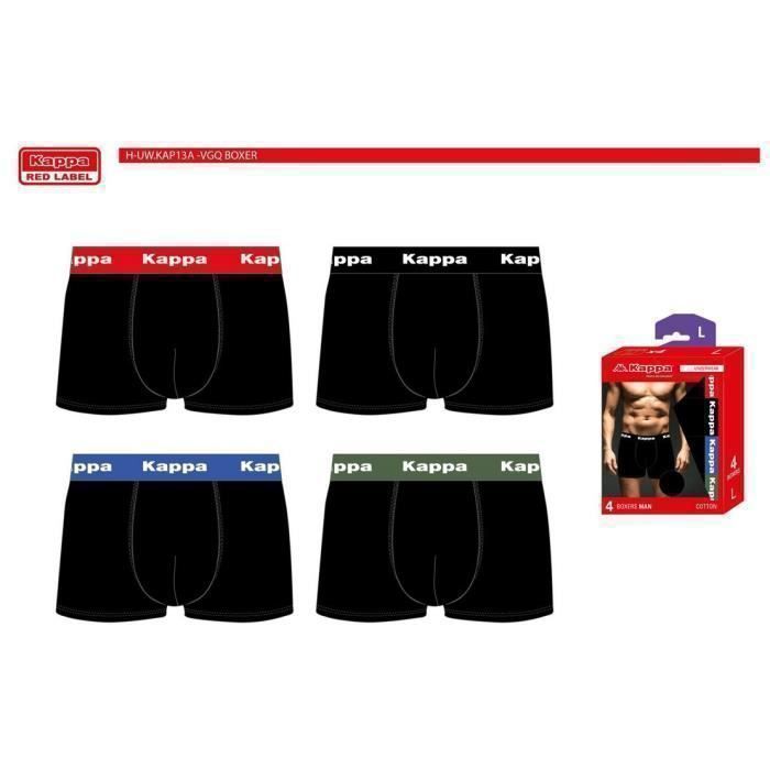 Boxer homme KAPPA - Pack de 4 Boxers 0598 - Noir - Adulte - Homme - Lot ...