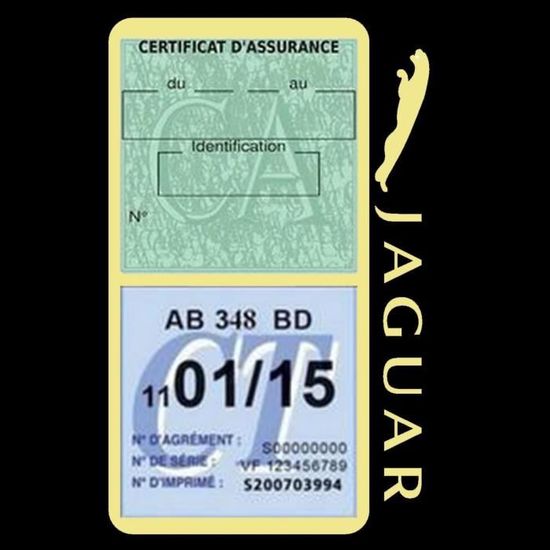 JAGUAR VD39 BEIGE POCHETTE ETUI VIGNETTE ASSURANCE VOITURE ET CONTROLE ...