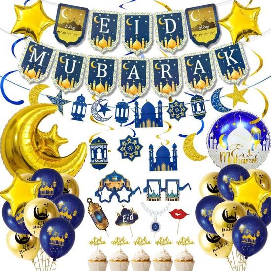 Decoration Aid Moubarak Decoration Aid 2024 Bleu Eid Mobarak Banderole ...
