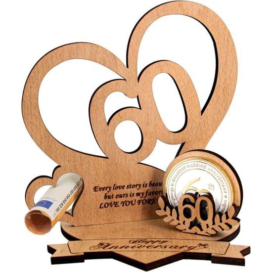 Cadeau Pour Le 60E Anniversaire De Mariage, Cadeaux En Argent En Bois Avec Pièces Commémoratives ...