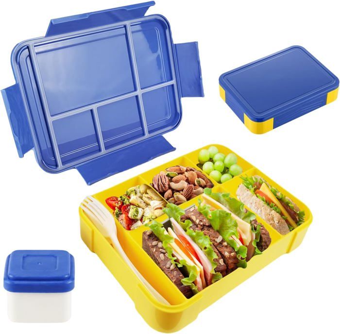 Lunch Box Enfant Boite Repas Compartiment,1330ML Bleu Jaune Boîte à ...