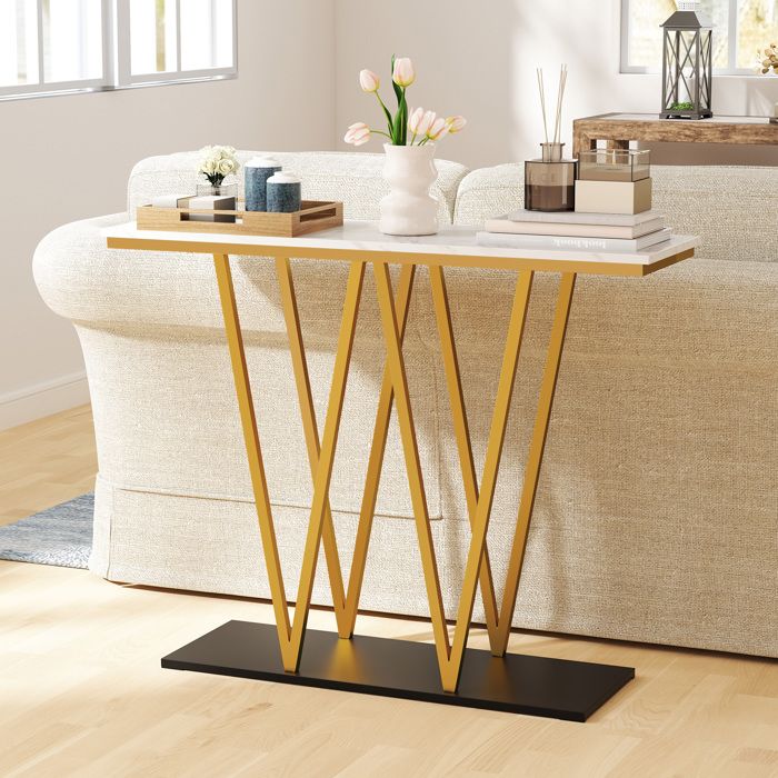 DREAMADE Table Console Étroite, Table d'Entrée avec Base Stable ...