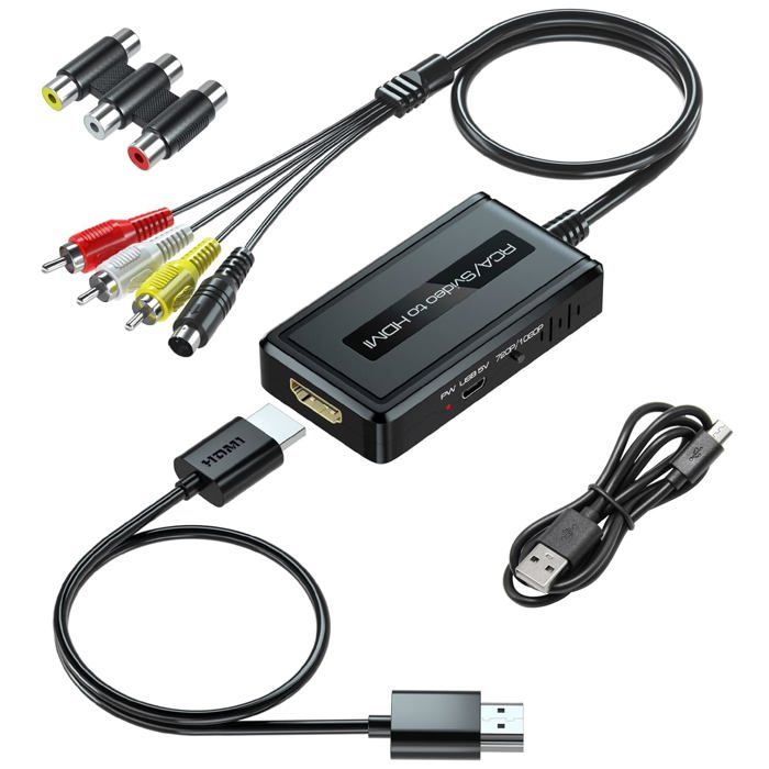 Convertisseur 2 En 1 Rca/Svideo Vers Hdmi - Commutateur De Sortie 720P ...