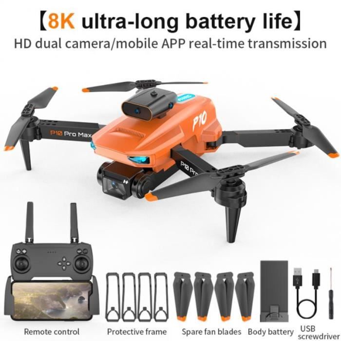 2caméra orange - Drone professionnel 2022 P10 PRO RC 8K avec caméra HD ...