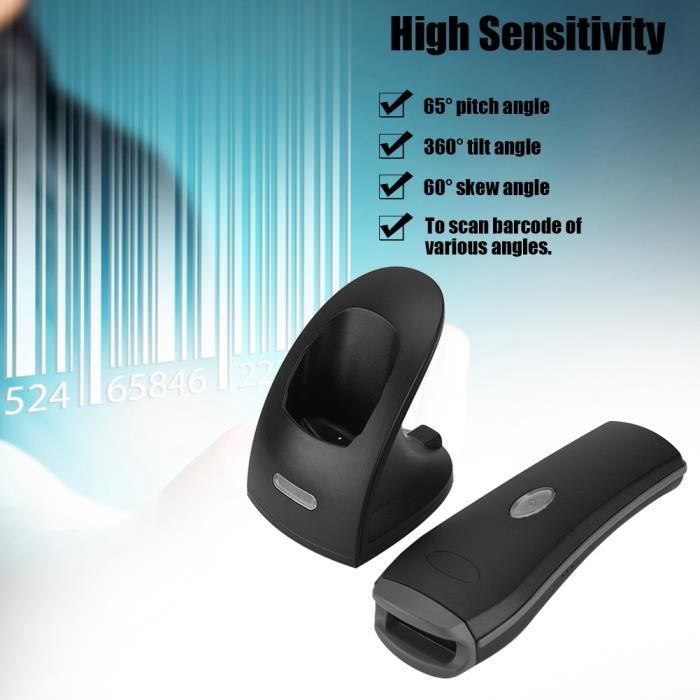 30mil scanner de code à barres sans fil 300 fois / seconde lecteur décodant avec base ...