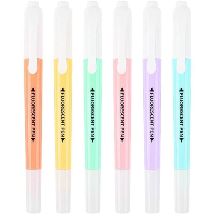 6 pièces-ensemble Double tête fluorescent surligneur stylo marqueurs ...