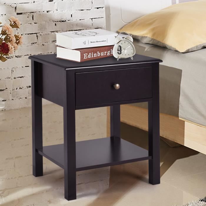 COSTWAY Table de Chevet Moderne Table de Nuit Simple avec 1 Tiroir et 1 ...