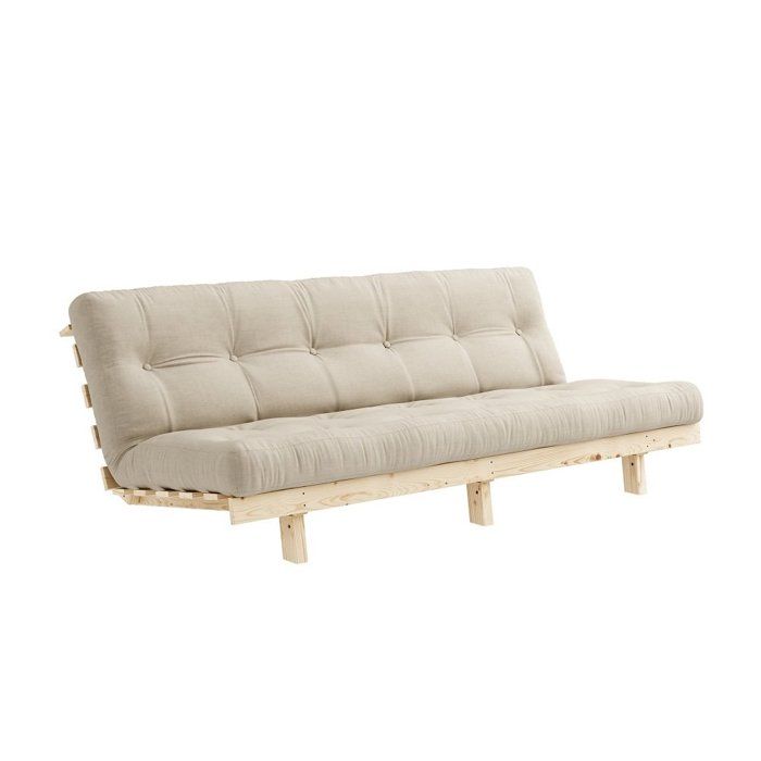 Banquette convertible futon LEAN pin coloris beige couchage 130x190 cm ...