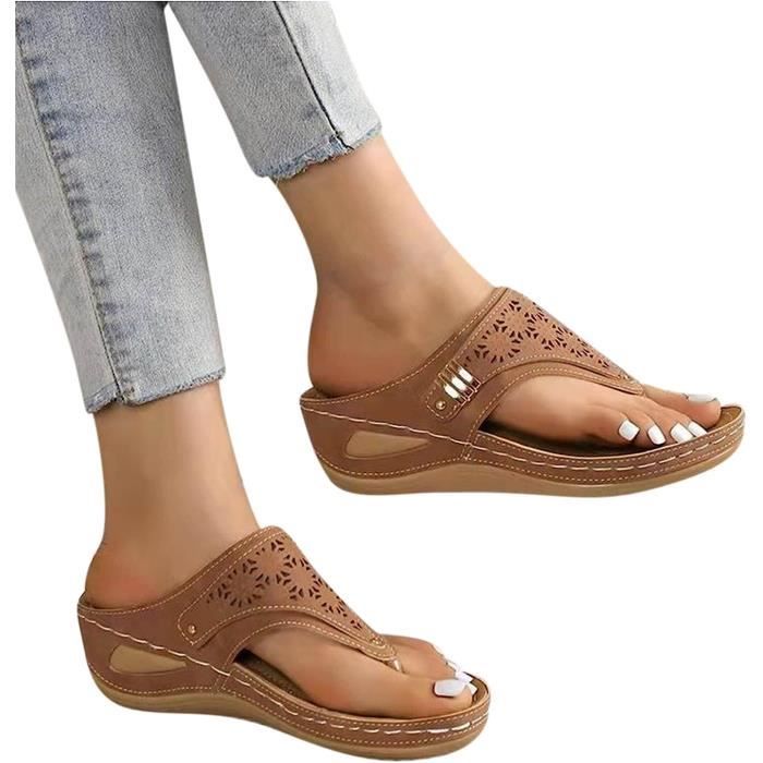 SANDALE - NU-PIEDS 2023 Femme Été Confort Rétro Compensé Slip on ...