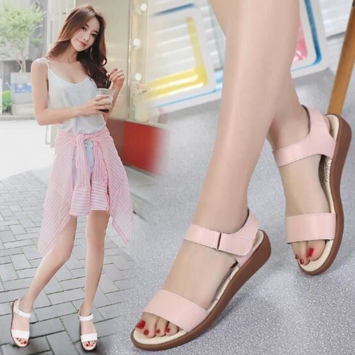 Sandales Femme Chaussure de Plage Été Bohémien Élégant Rose - Cdiscount ...