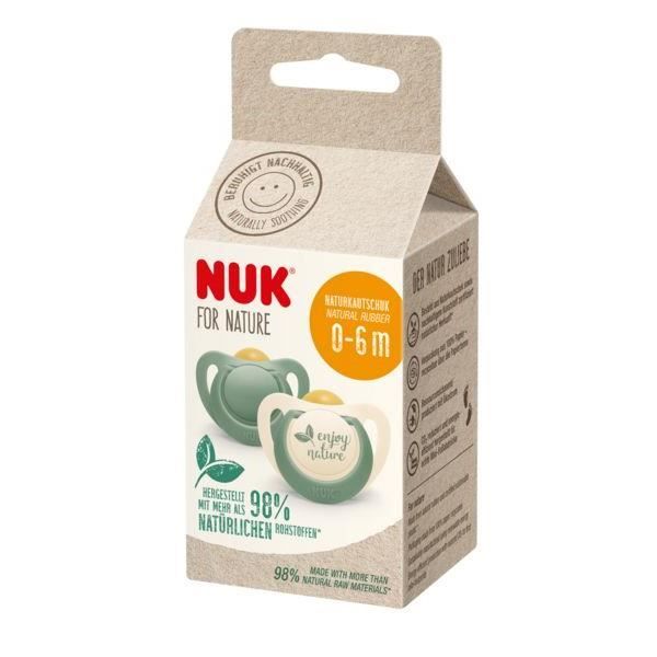 Sucettes NUK For Nature 0-6m - Lot de 2 - Eucalyptus - Silicone - Rouge ...