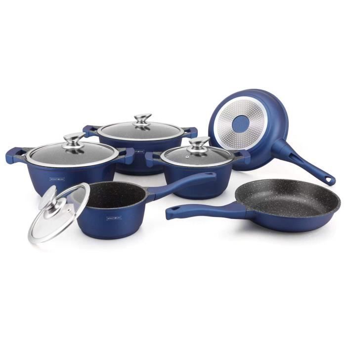 Royalty Line Pot de 10 pièces avec revêtement en céramique Bleu ...