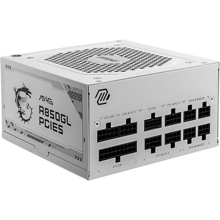 Mag A850Gl Pcie5 White Alimentation,850W,80 Plus Gold,Entièrement ...