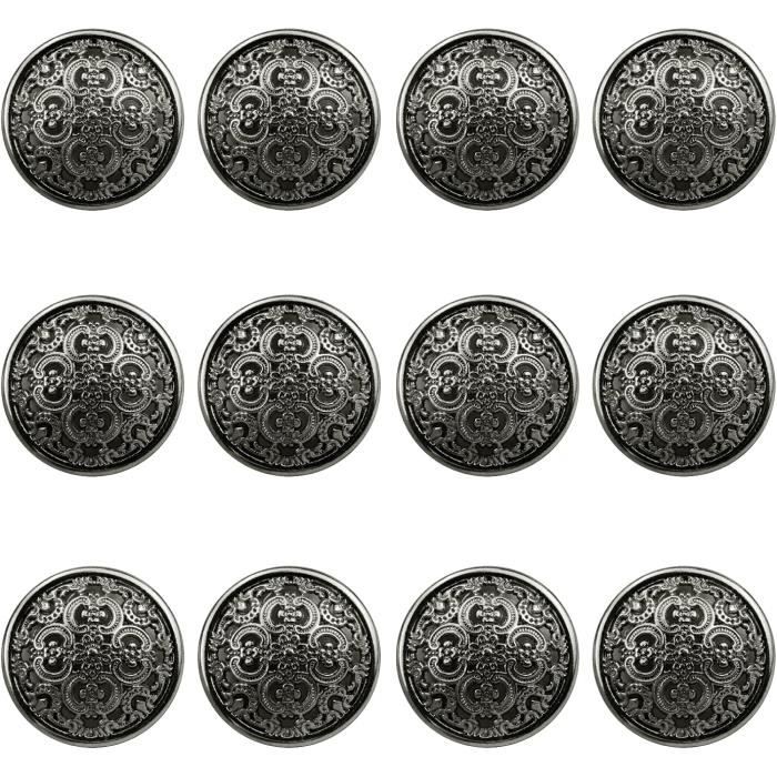 Hocav 12PCS 25mm bouton metal boutons ronds en métal bouton metal ...