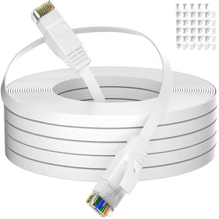Cable Ethernet 25m, Cable Rj45 25 Mètres Cable Réseau Cat 6 Plat ...