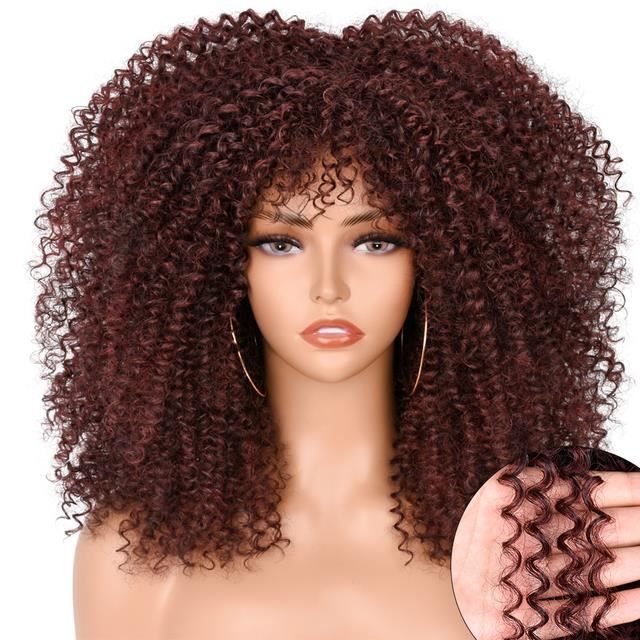 Perruque,M1B-39A-14pouces--Perruque de Cosplay Afro Courte à Frange ...