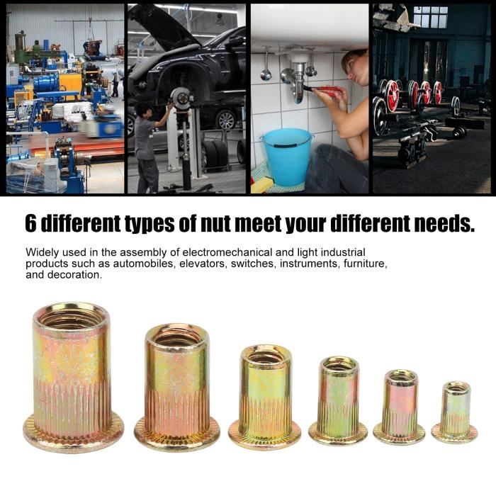 Écrou de rivet - ZJCHAO - M3/M4/M5/M6/M8/M10 - 150 pièces - Acier au carbone zingué - Anti ...