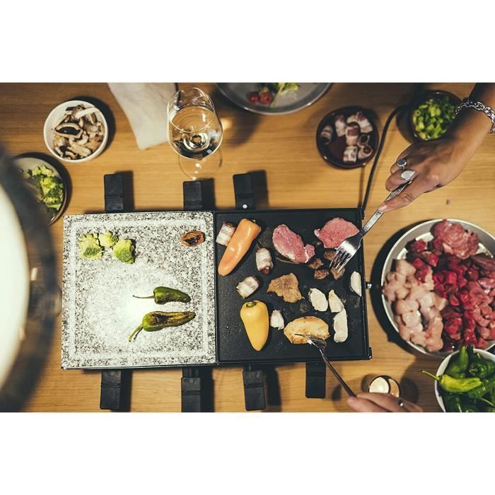 Raclette Gril 8 personnes, Pierre de Cuisson Naturelle, Plaque ...