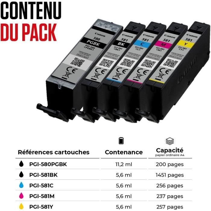 Cartouche d'encre - CANON - PGI-580/CLI-581 PGBK/C/M/Y/BK (2078C007 ...