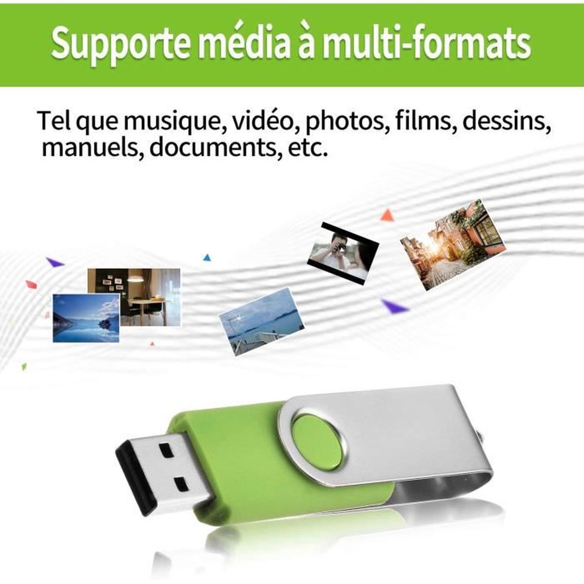 Lot de 50 Clés USB 1Go Cle USB 2.0 Flash Drive Clef USB Pivotant ...