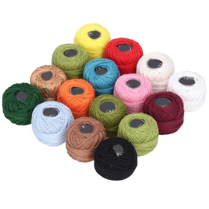 Fil à crochet - GOTOTOP - 16 couleurs vives - Coton de qualité ...