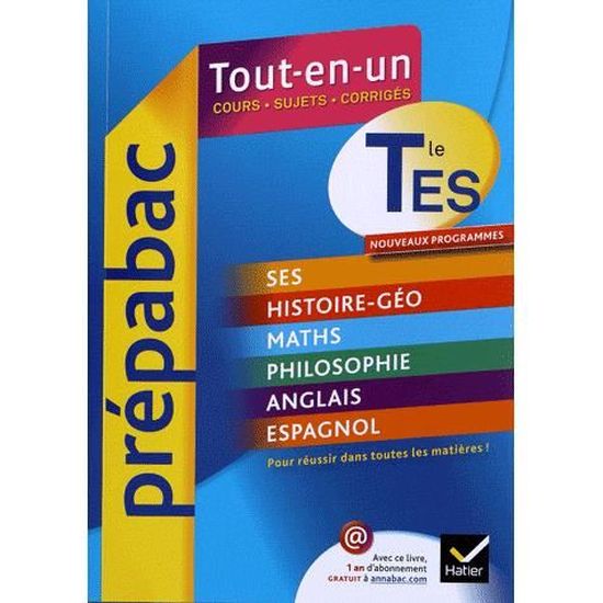 PREPABAC TOUT-EN-UN; toute la terminale ES - Cdiscount