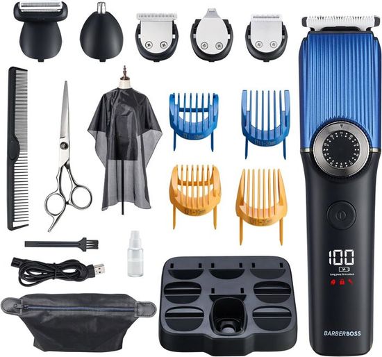 Tondeuse à barbe pour homme, tondeuse à cheveux sans fil pour hommes, kits de toilettage ...