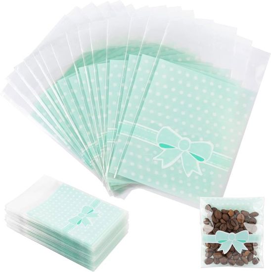 200Pcs Sac Sachet Cadeau Pochettes de Bonbons 8x13cm Bleu Plastique ...
