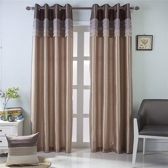 Rideaux occultants entièrement doublés imitation soie à isolation thermique pour chambre à ...