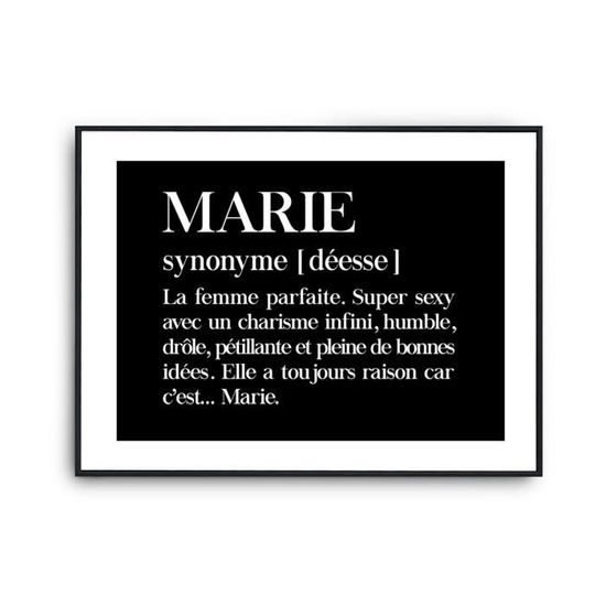 Affiche - Marie - Prénom définition - Humour - Décoration murale - A2 ...