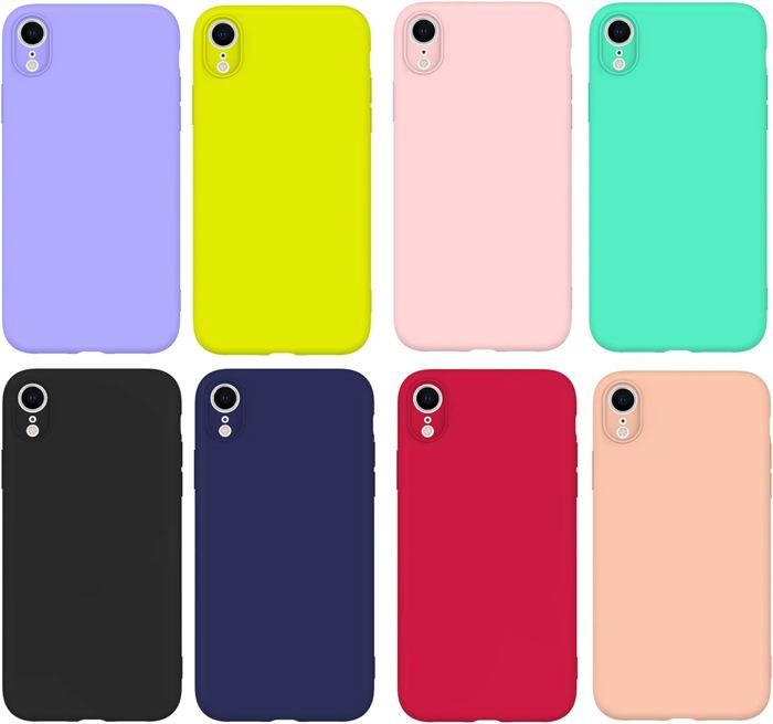 Ensemble de 8 Coques Souples Antichoc pour iPhone XR - Bleu, Jaune ...