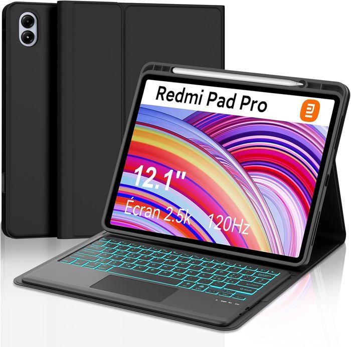 Étui Clavier Pour Redmi Pad Pro 12,1 Pouces, 7 Couleurs Rétro-Éclairées ...