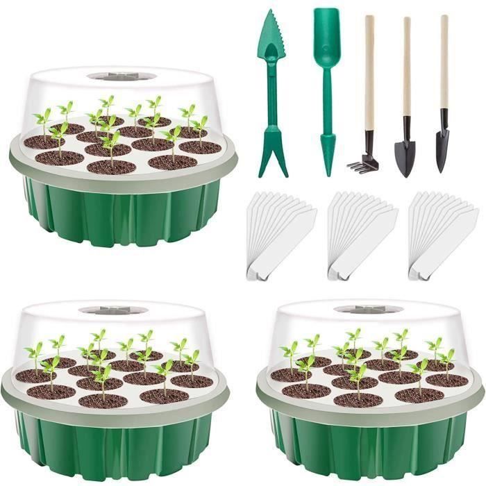 Mini Serre pour Semis - Huixin - Lot de 3 - 39 Trous - Avec Couvercle ...