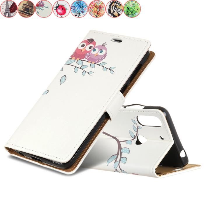 Coque Wiko View2 Plus, Folio Peinture Exquise Hibou Housse à rabat Étui ...