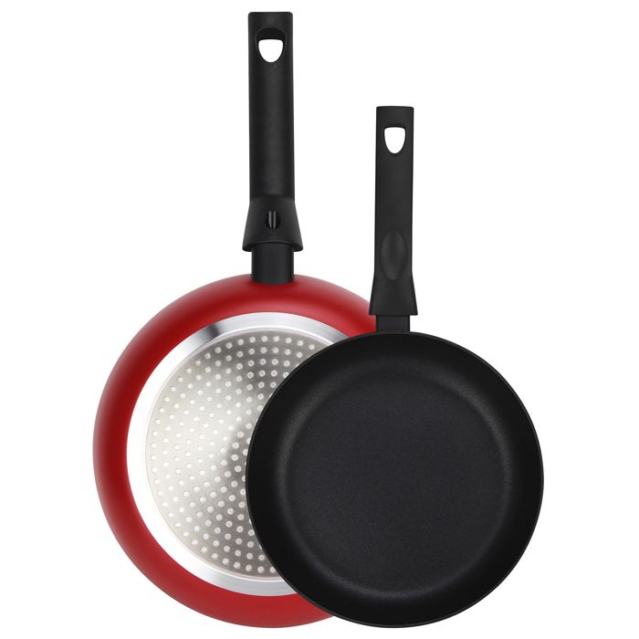 Set de 2 Poêles à Frire Induction 20-24cm Aluminium 3 mm, Antiadhésif sans PFOA FAGOR Nela Rouge ...