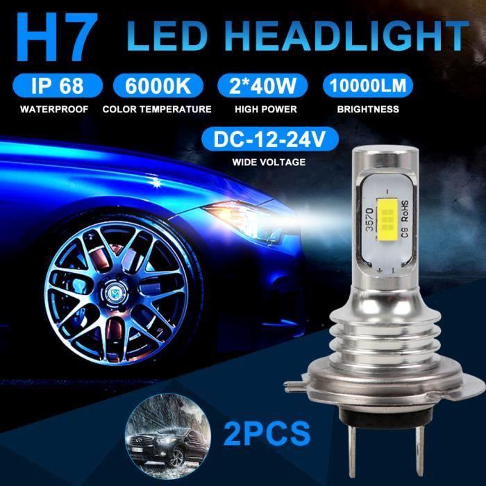 2x Ampoules Feux H7 LED 80W 10000LM kit de conversion de phares Cdiscount Auto
