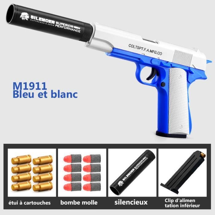 PIMPIMSKY M1911 Shell Ejection Soft Bullet Toy Gun,Pistolet à Balle ...