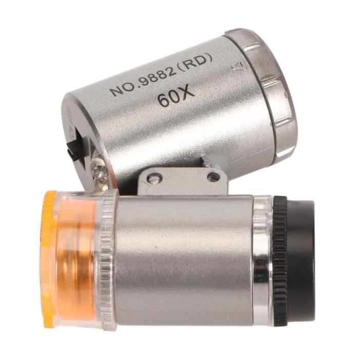Qqmora Mini microscope Mini loupe Microscope de poche 60X avec lumière ...