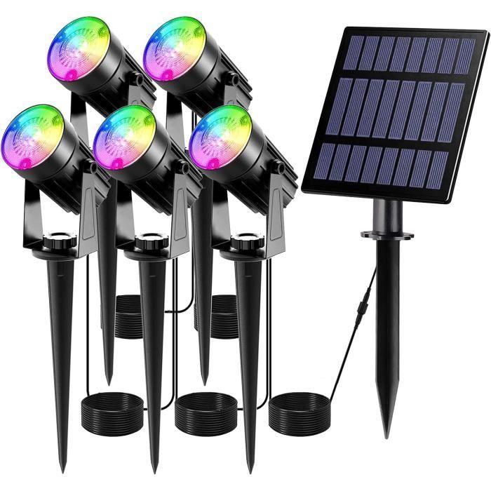 Spot Solaire Exterieur, 5 En 1 Lampe Solaire Exterieur Jardin Etanche, 6 Couleurs 2 Modes ...