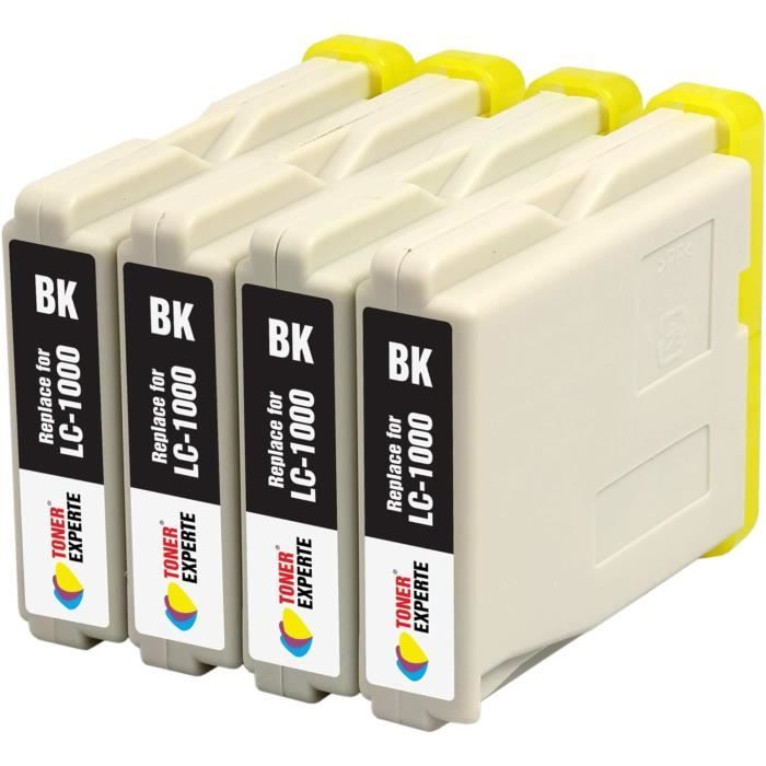 Lc1000 4 Noir Cartouches D'Encre Compatibles Pour Brother Dcp-130C Dcp-135C Dcp-150C Dcp-330C ...