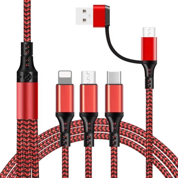 Câble Multi Usb, 5 En 1 Multi Chargeur Usb A-C Câble En Nylon Tressé ...
