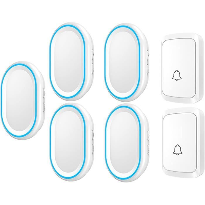 Sonnette Portative Sans Fil, Kit De Carillon De Porte Sans Fil Étanche ...