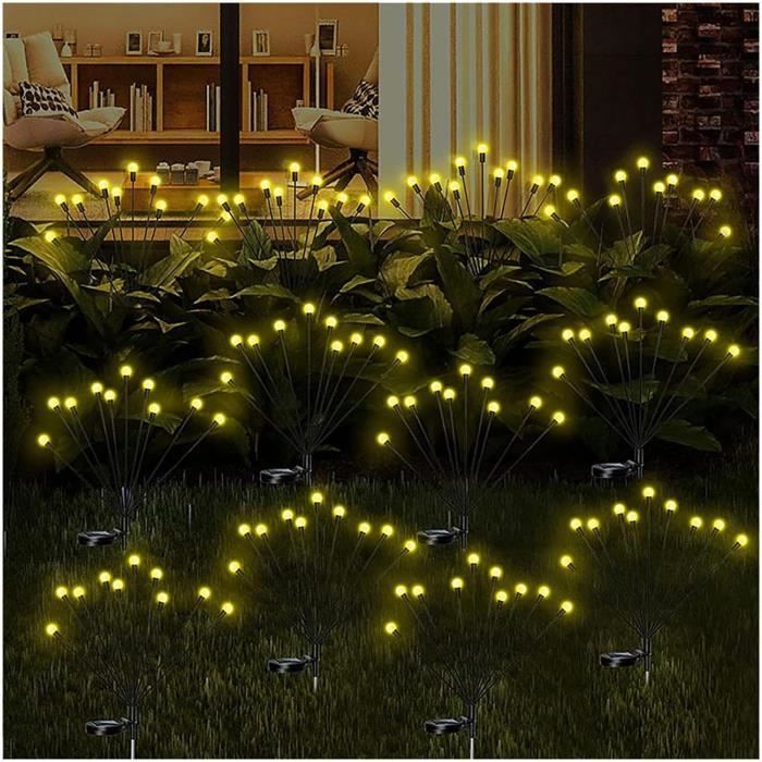 Lampe Solaire Effet Luciole, 4 Packs De 6 8 10 Led Lumiere Solaire Exterieur, Éclairage ...