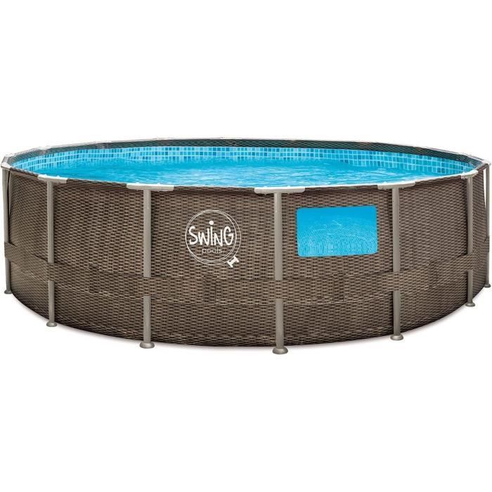 Framepool MTF Piscine à cadre gris 4,57 m x 1,22 m avec fenêtre avec ...