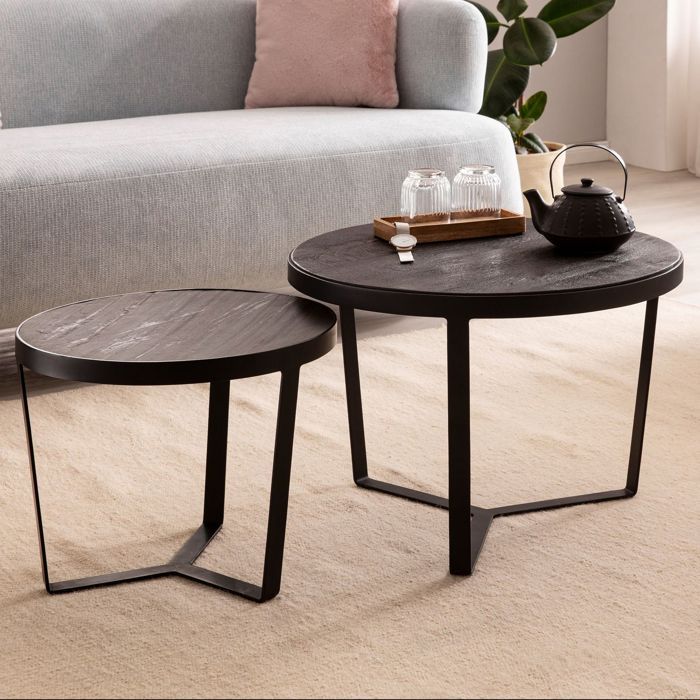 WOHNLING Tables Gigognes Bois Massif Table d'appoint Basse Moderne Lot ...