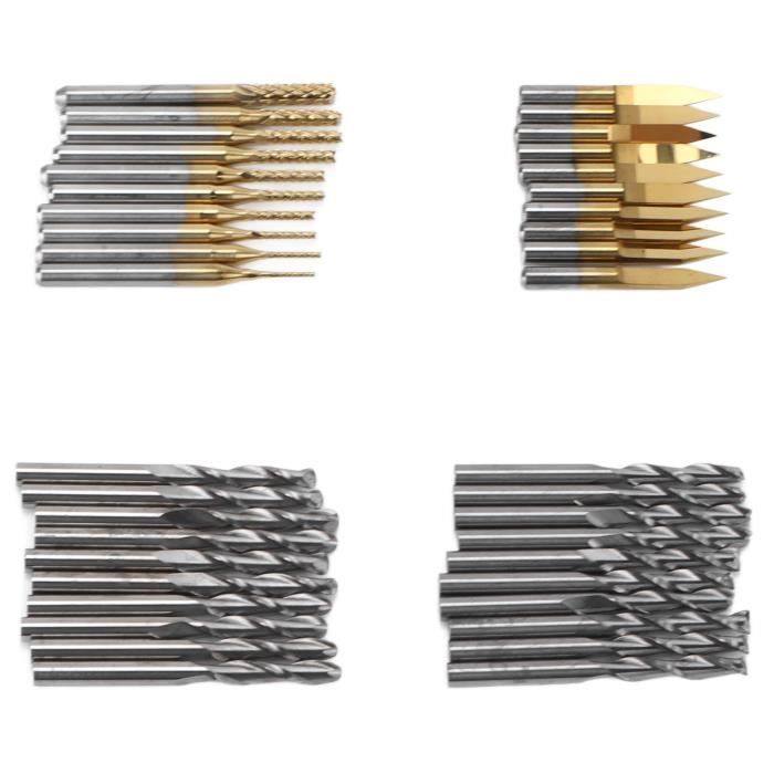 Fraise - YOSOO - Lot de 40 Fraises CNC - Acier rapide - Utilisation ...