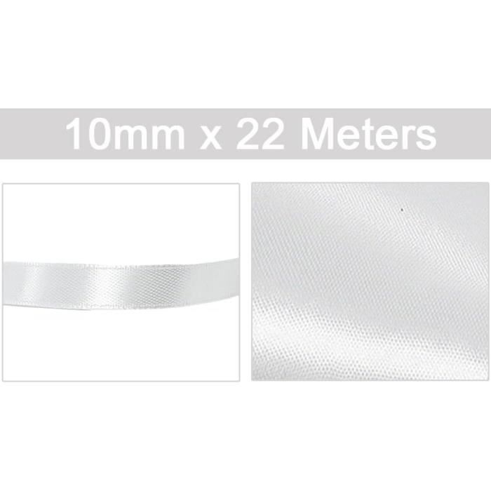 Ruban De Satin Blanc 10Mm X 22M, Ruban Satinée Pour Emballage Cadeau ...