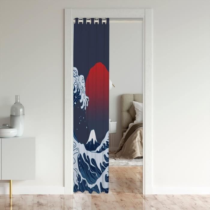 Vague Japonaise Rideau De Porte 150X203Cm Mer Fluctuations Sunset ...