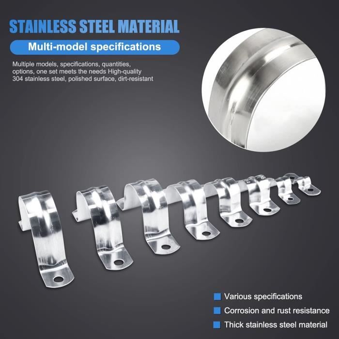 80 Pièces U-Tube Pince, Acier Inoxydable Collier Fixation Tube ...